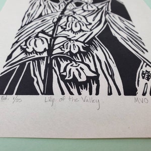 Lily of the Valley Linoleum Block Original Print on Unbleached Mulberry ...