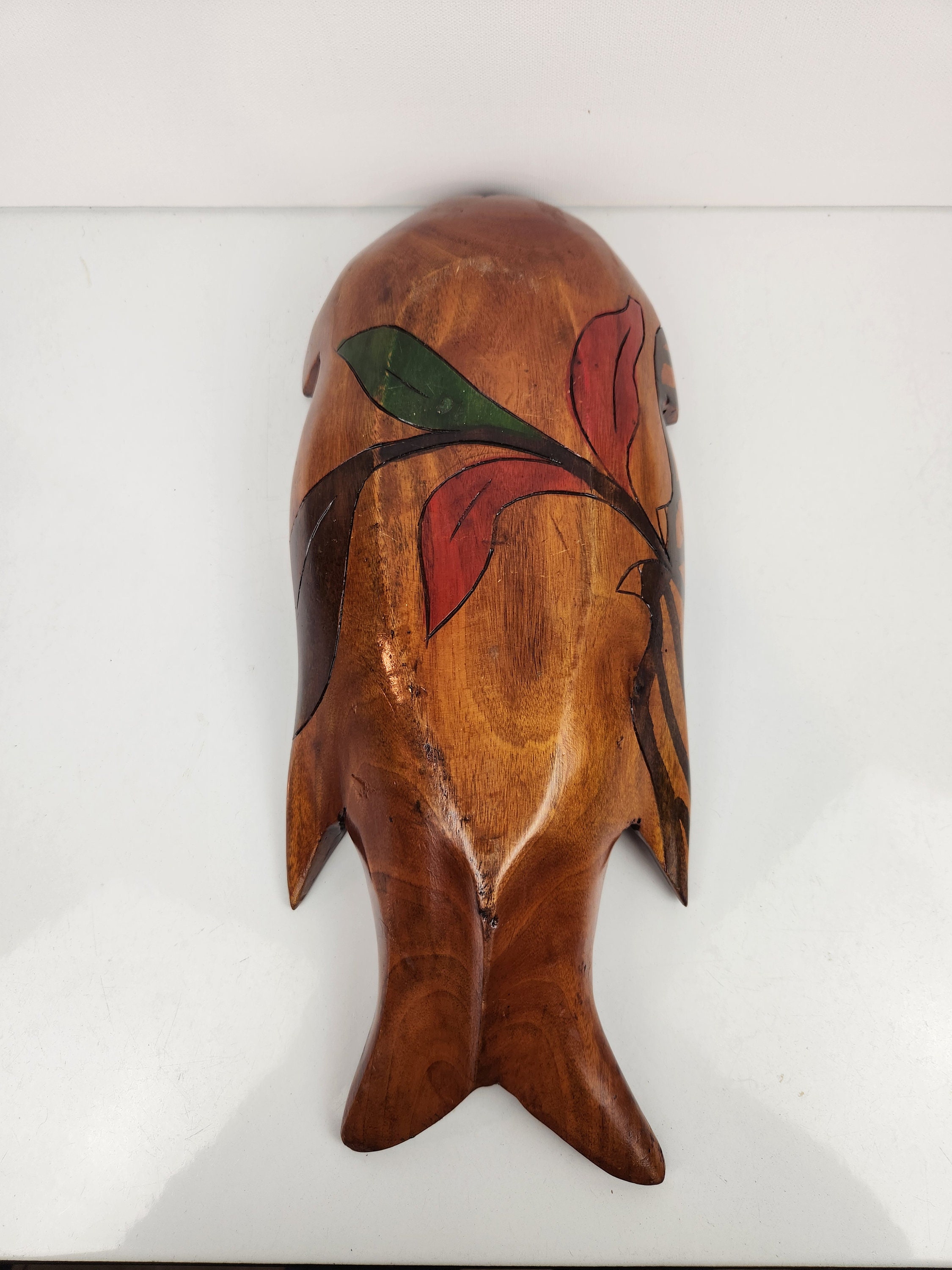 Vintage Mahogany Wooden Hand Carved Painted Fish Bowl - Etsy