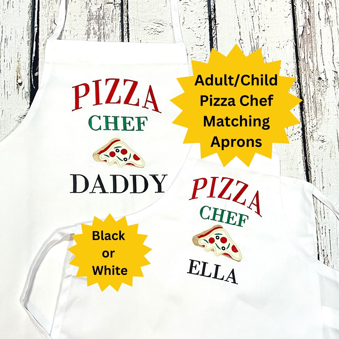 Adult & Child Pizza Chef Apron Set, Family Pizza Night Aprons ...