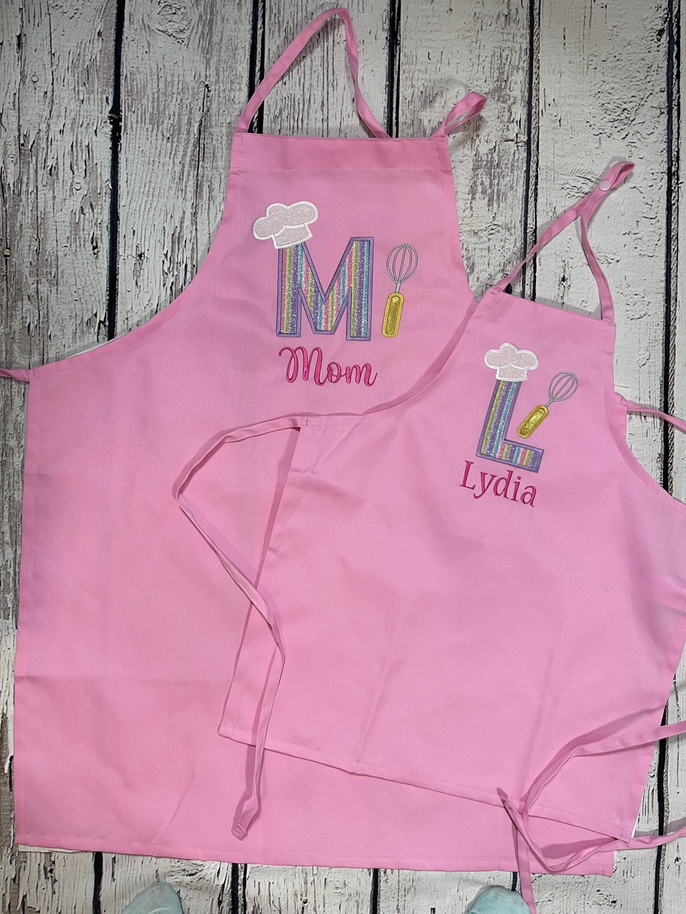 Personalized Embroidered Mother Daughter Matching Apron Set - Etsy