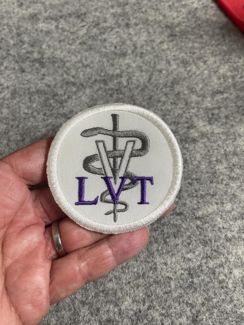 One Custom Vet Tech Patch Embroidered W Credentials, 2.5" Round, Vet ...