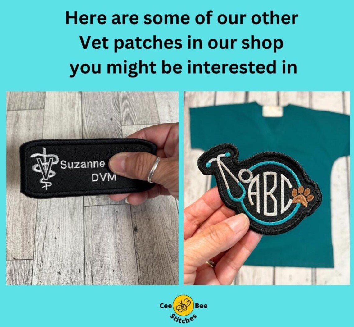 One Custom Vet Tech Patch Embroidered W Credentials, 2.5" Round, Vet ...