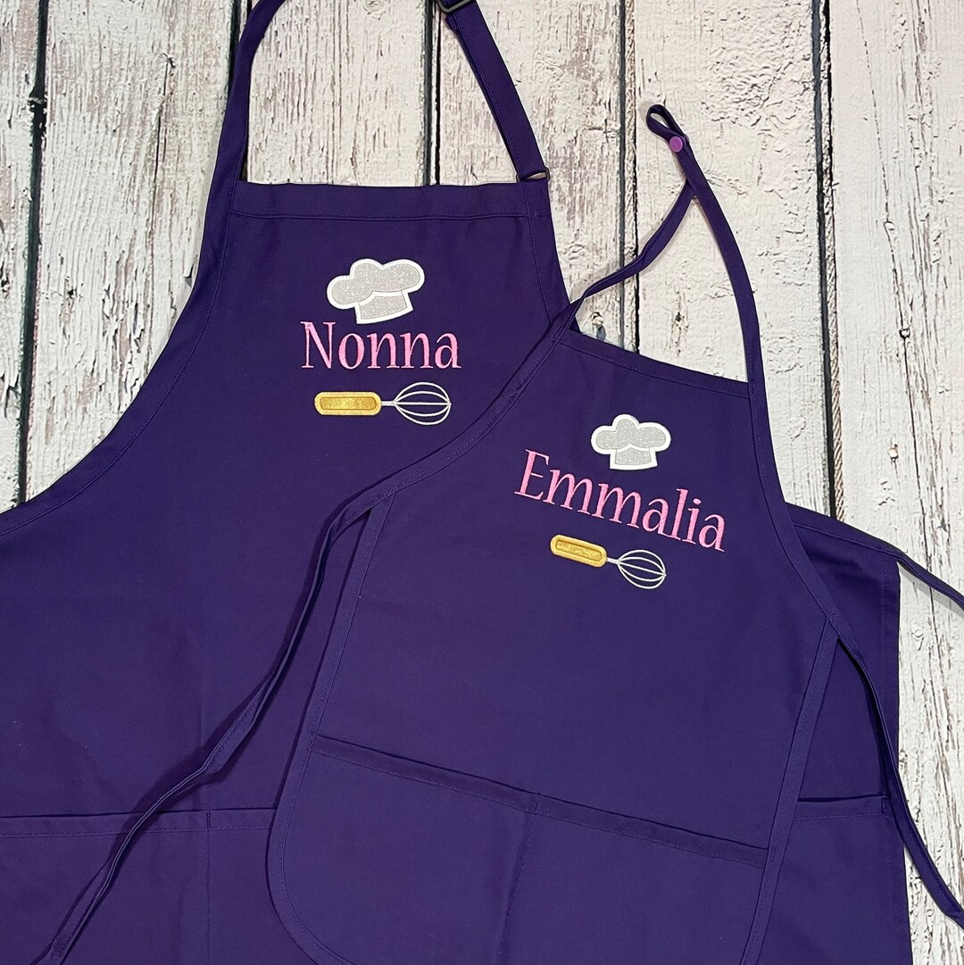 Personalized Embroidered Adult & Child Matching Apron Set With Pockets ...