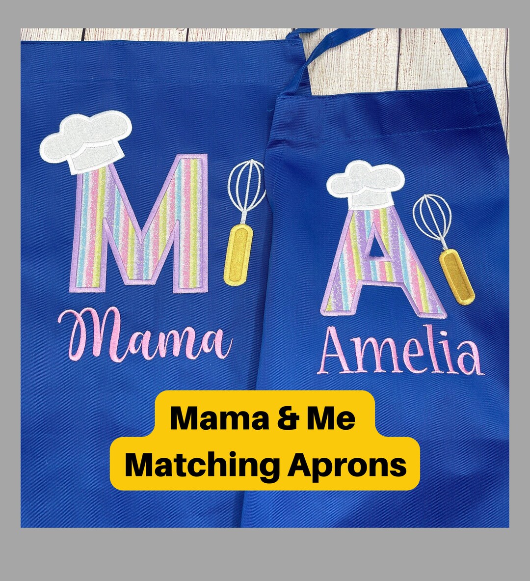 Adult & Child Matching Apron Set Personalized Embroidered Mom - Etsy