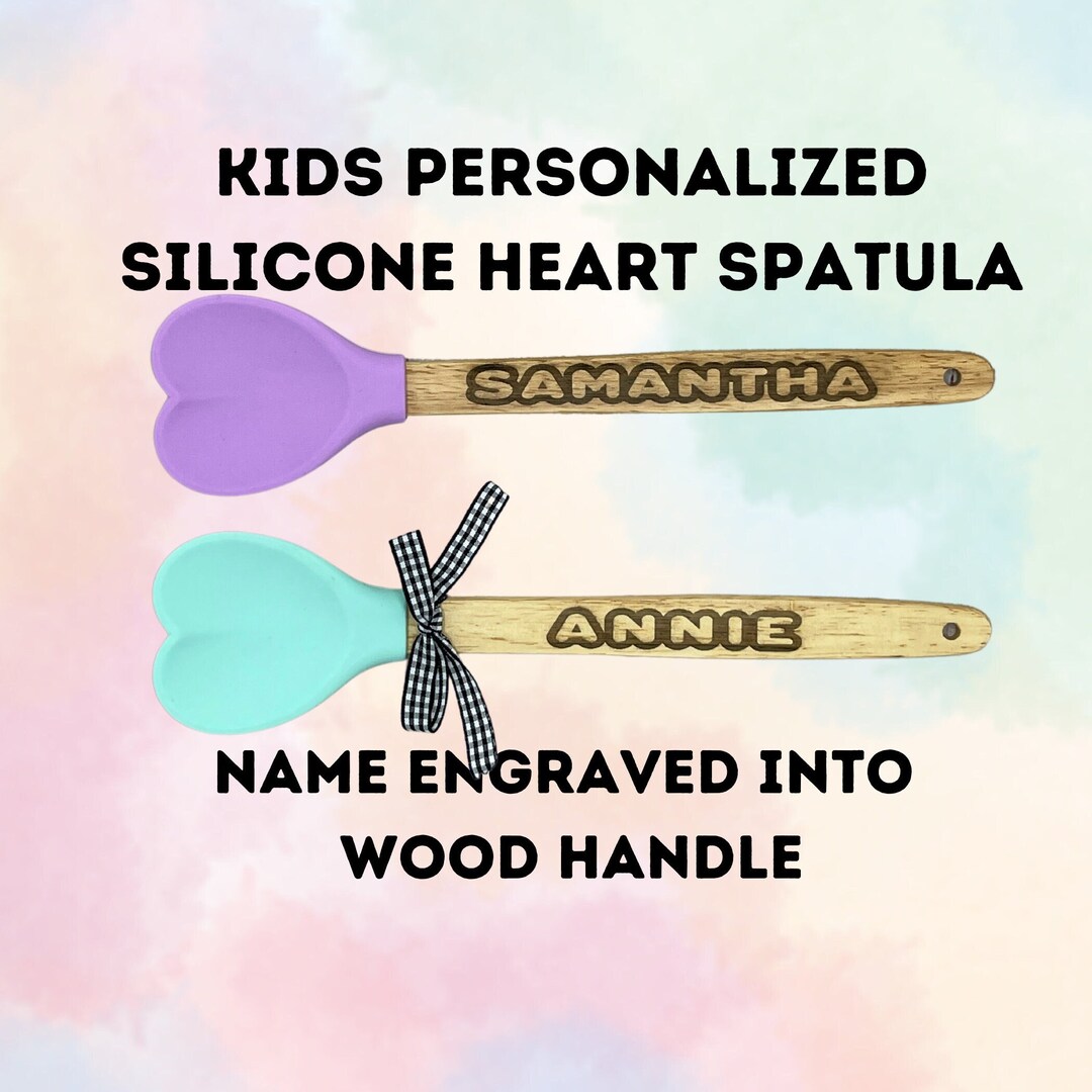 One Personalized Heart Shaped Silicone Spatula, Great Gift for Kids ...