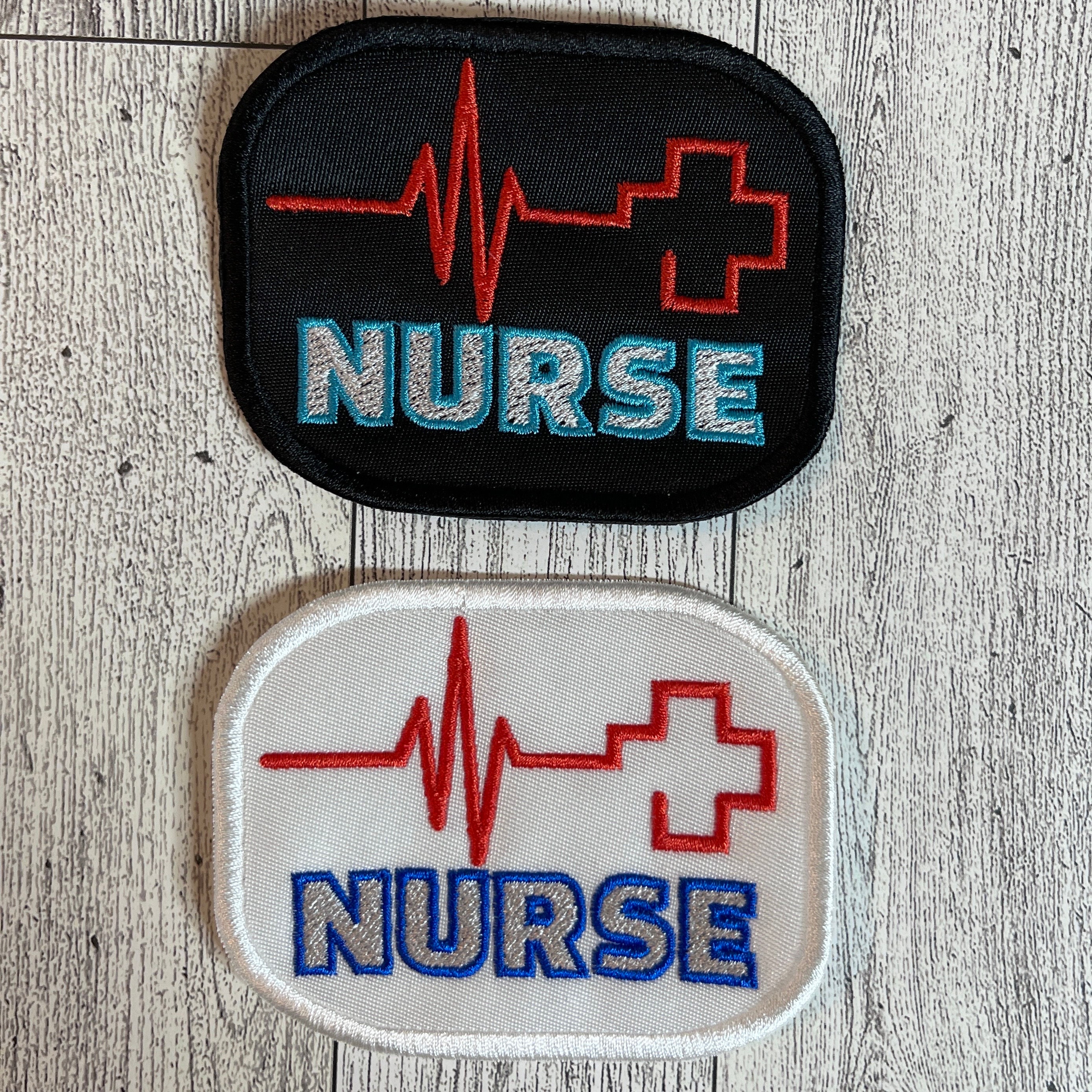 Nurse Patch With Heartbeat, Black or White Patch, Great Patch for ...