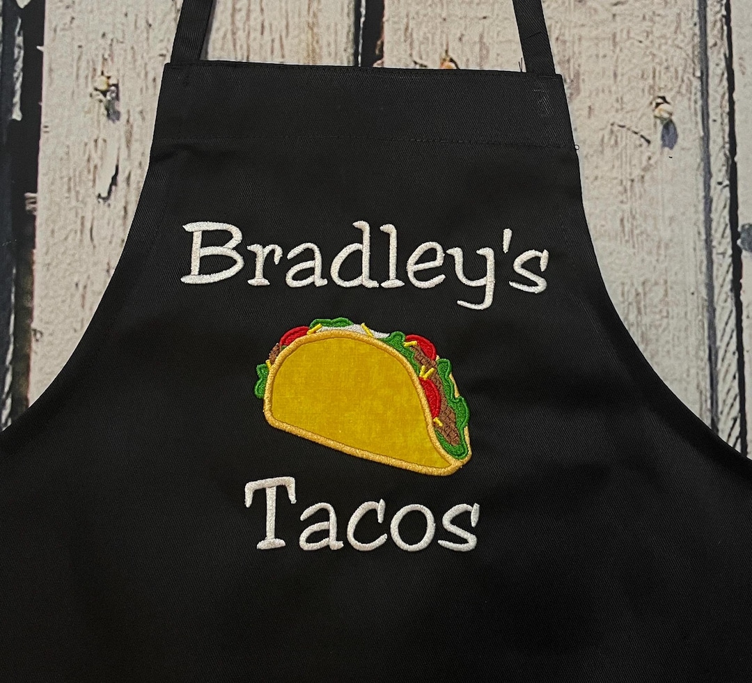 Adult Custom Taco Apron W Pockets, Embroidered W Name. Great Birthday ...
