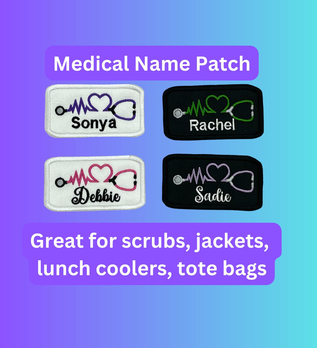 Medical Name Patch With Stethoscope, Embroidered Patch for Scrubs ...