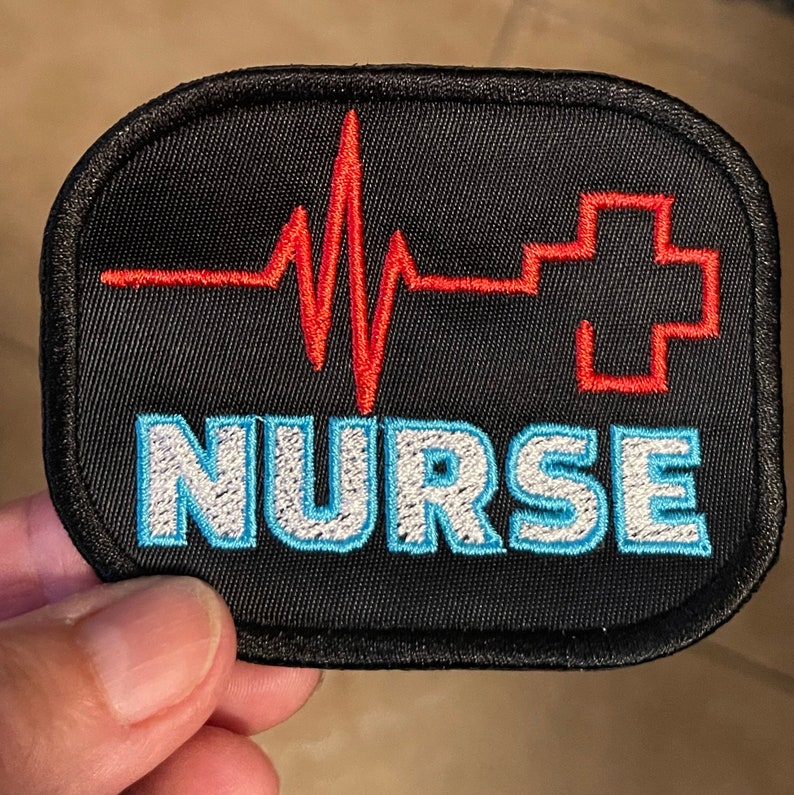 Nurse Patch With Heartbeat, Black or White Patch, Great Patch for ...