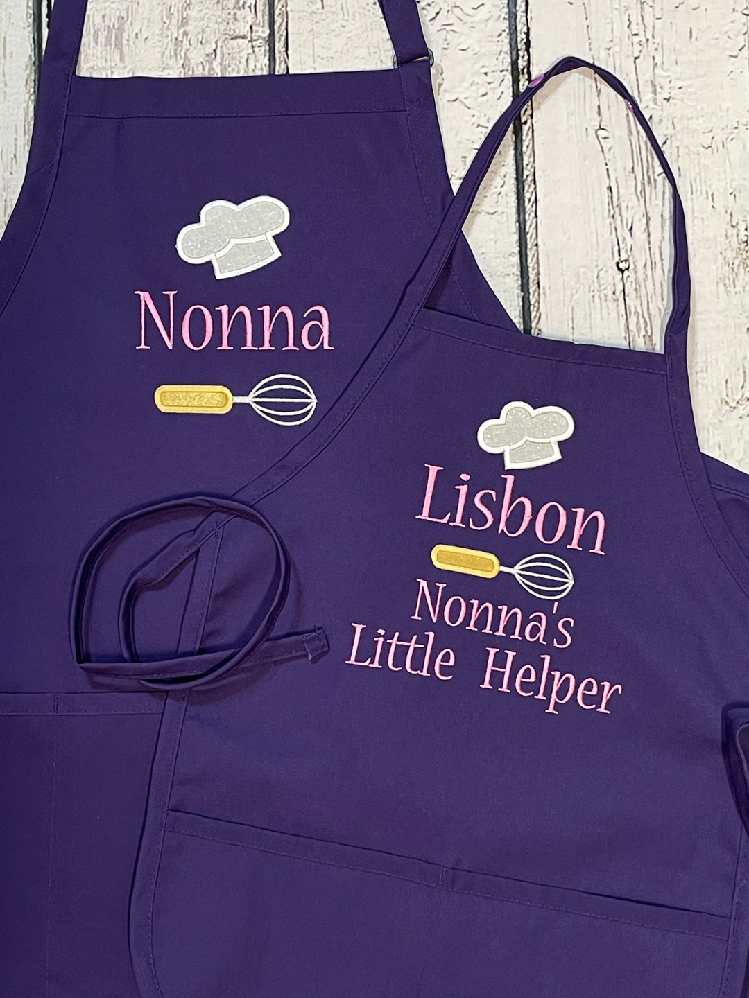 Personalized Embroidered Adult & Child Matching Apron Set. Custom ...