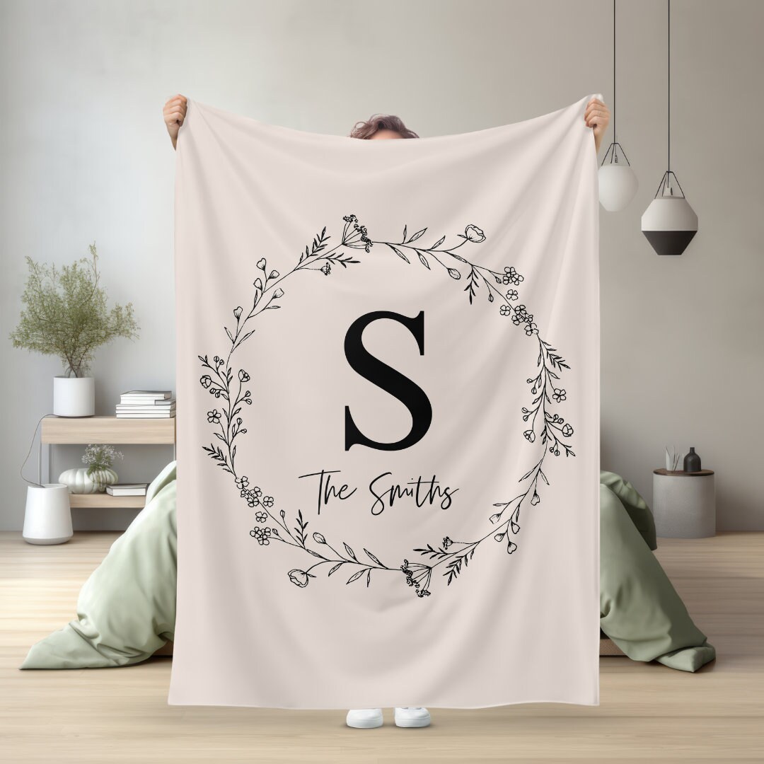 Personalized Family Name Blanket, Last Name Initials Blanket, Wedding ...