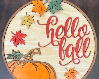 Hello Fall Door Hanger Svg Only Laser File for Fall - Etsy