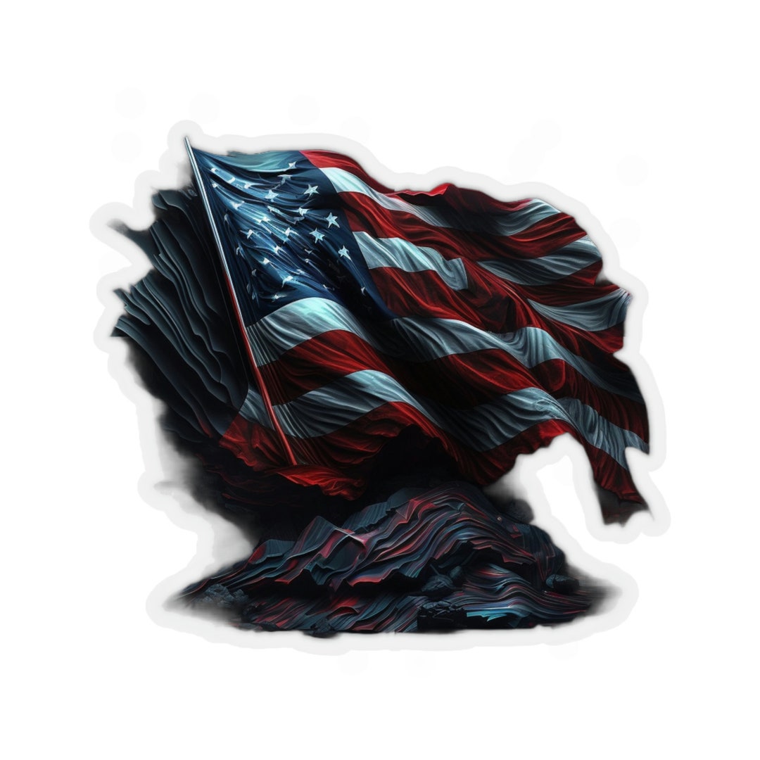 US Flag Sticker 1 US Flag Decal Weathered America Flag Sticker Tumbler ...