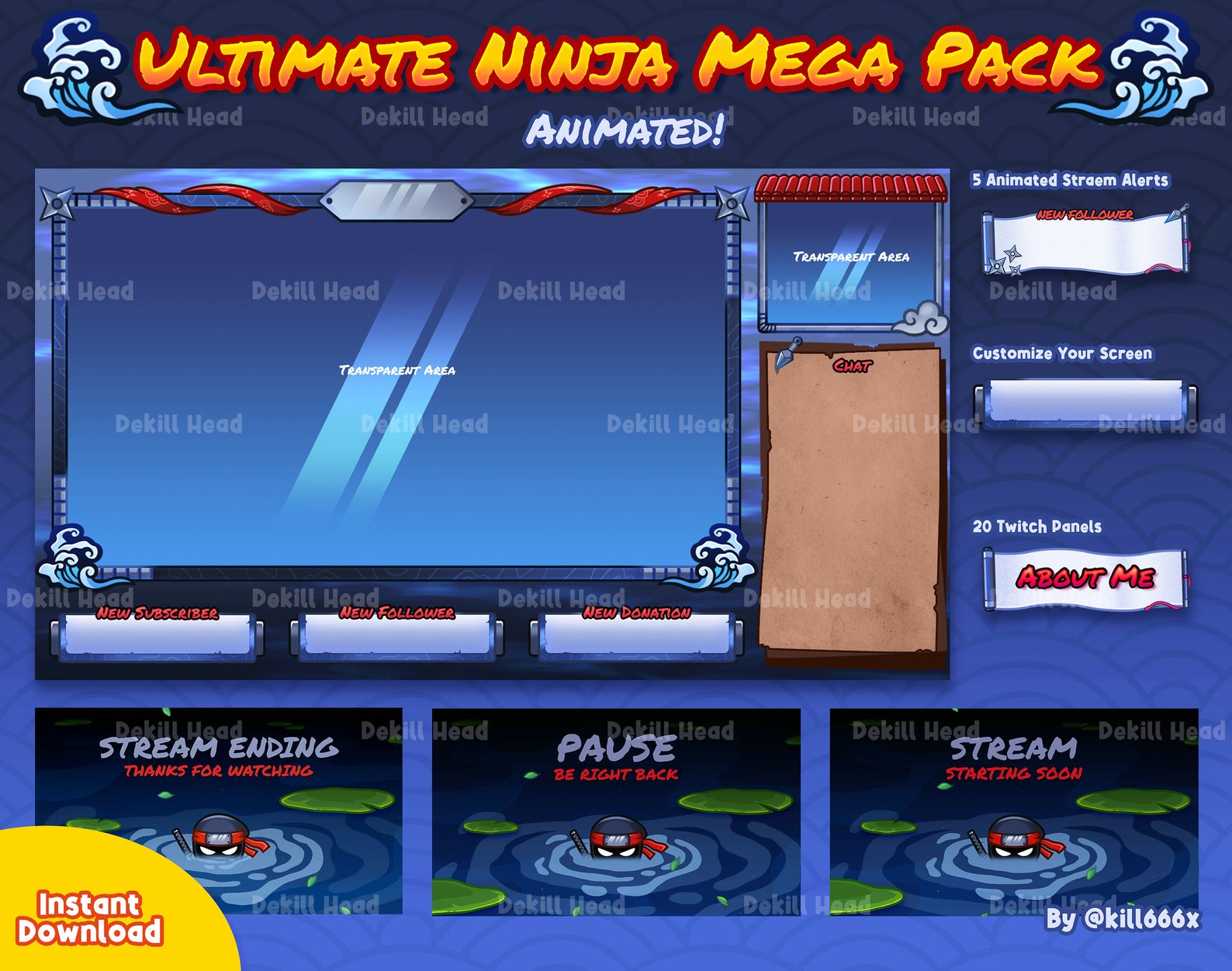 Ultimate Ninja Animated Overlay Screen Mega Pack | Overlay Screens ...