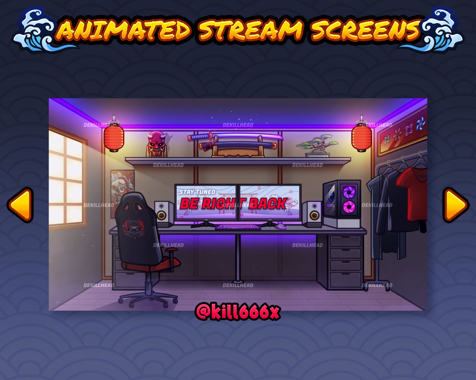 4x Animated Stream Screens | Ninja Gaming Room | Japan | Sakura ...
