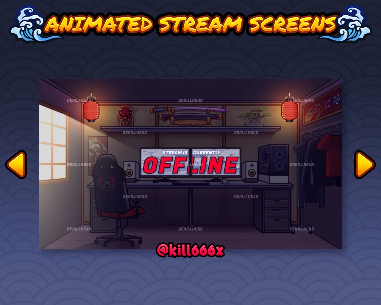 4x Animated Stream Screens Ninja Gaming Room Japan Sakura Starting Soon ...