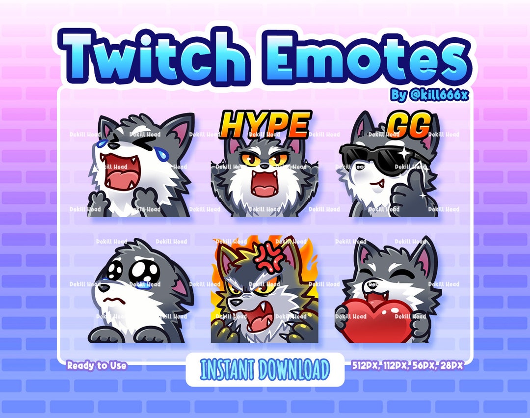6x Wolf Stream Emotes | LOL | Hype | GG | Crying | Rage | Love - Etsy