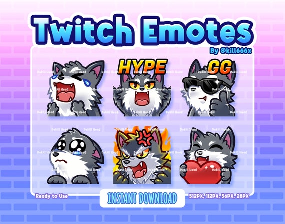 6x Wolf Stream Emotes LOL Hype GG Crying Rage Love - Etsy