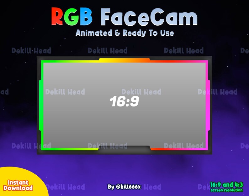 RGB Facecam Overlay| Animated Webcam | Color Cycle | Stream Graphic - Etsy