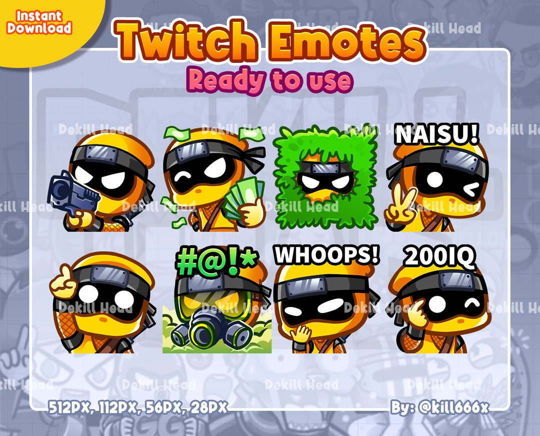 8 Emotes the Yellow Ninja Action II, Gun, Money, Hiding, Nice, Best ...