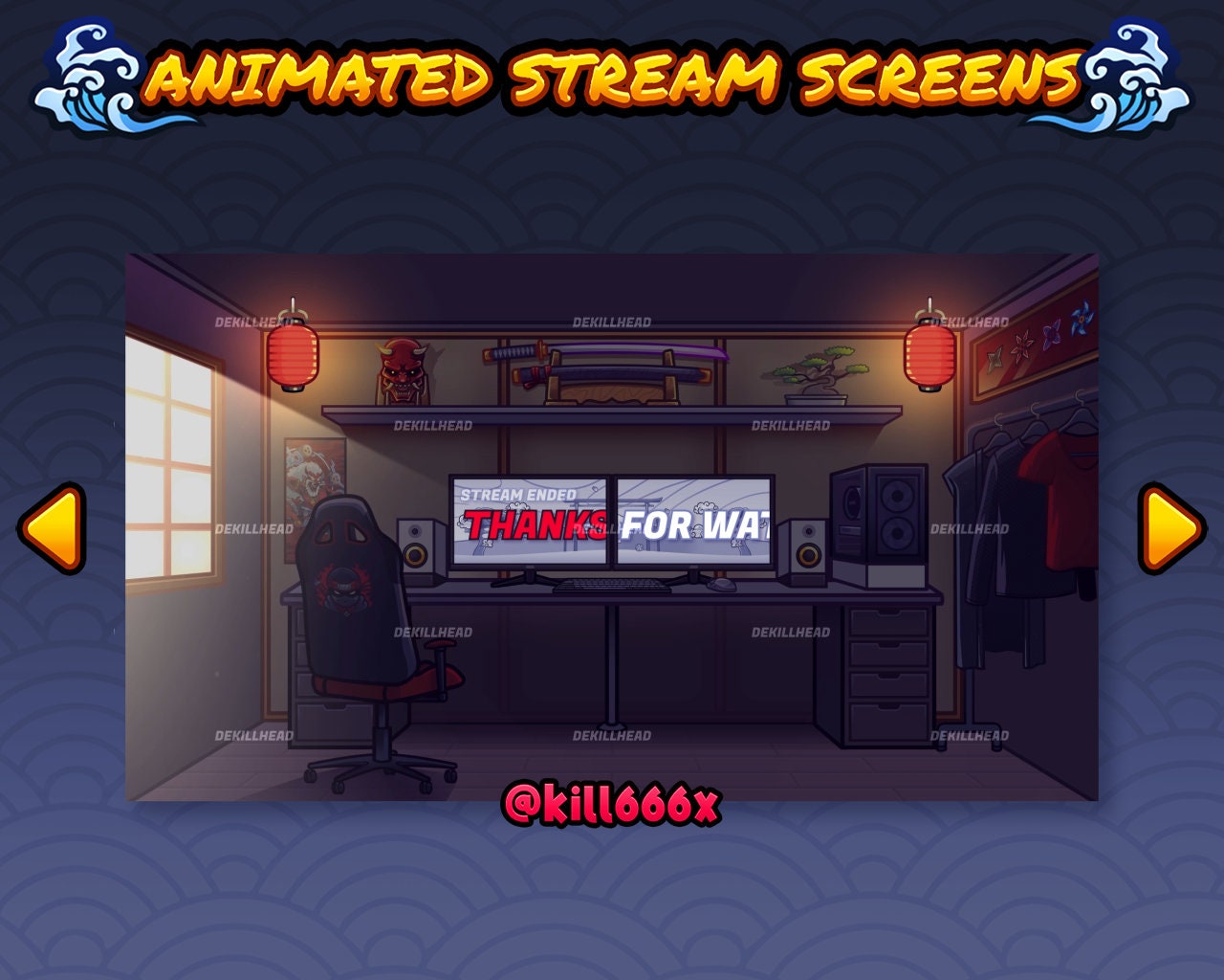 4x Animated Stream Screens Ninja Gaming Room Japan Sakura Starting Soon ...
