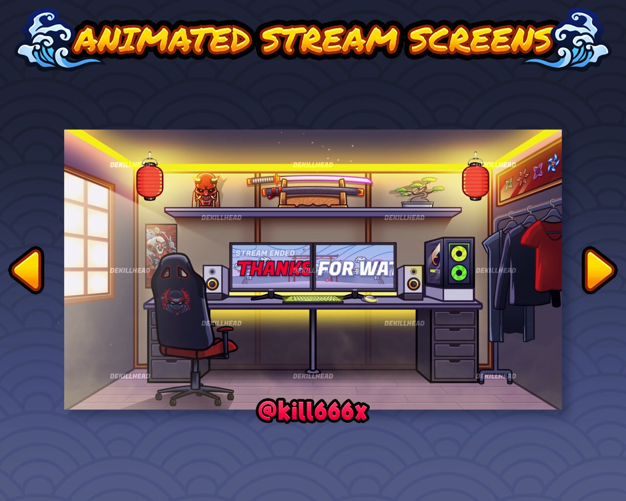4x Animated Stream Screens | Ninja Gaming Room | Japan | Sakura ...