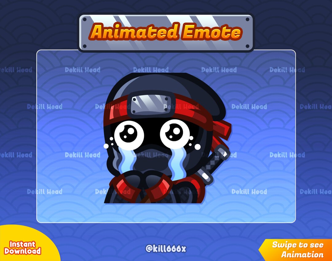 Black Ninja Crying | Sad | Scared | Animated Emote | Gif | Stream ...