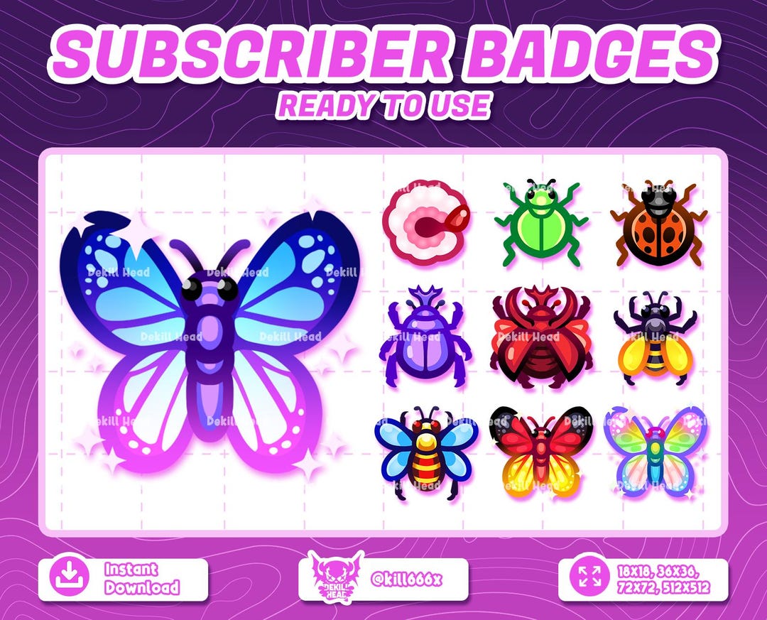 10x Insect Sub Badges | Larva | Ladybug | Beetles | Wasp | Butterfly ...