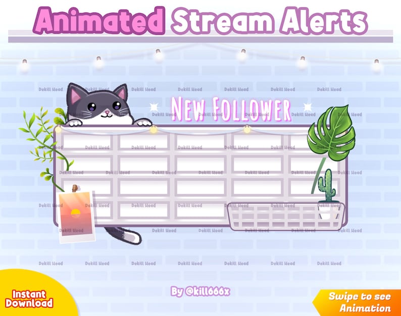 Animated Stream Alerts | Wire Mesh | Cute Cat | Lamp | Leaf | Plants ...