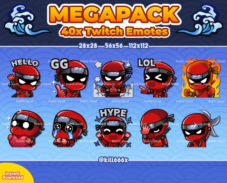 40 Emotes the Red Ninja MEGAPACK - Etsy