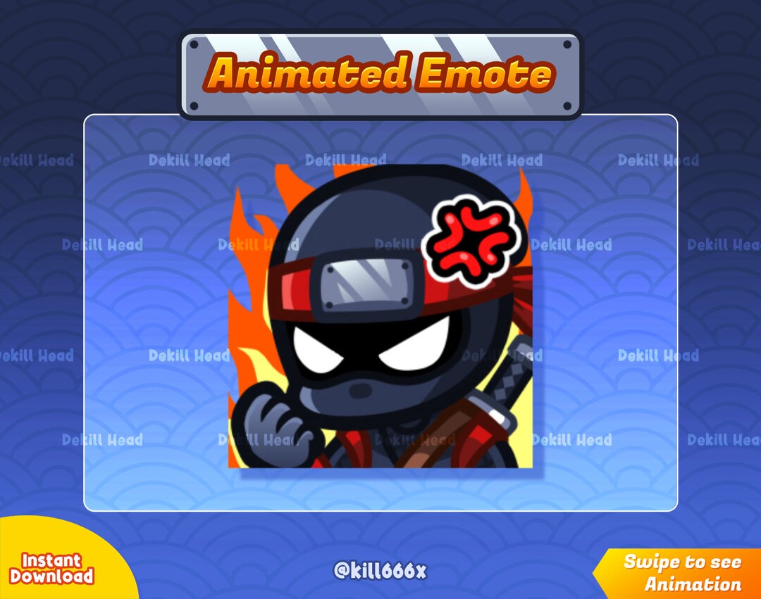 Black Ninja Rage | Angry | Fire | Flame | Animated Emote | Gif | Stream ...