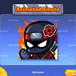 Black Ninja Rage | Angry | Fire | Flame | Animated Emote | Gif | Stream ...