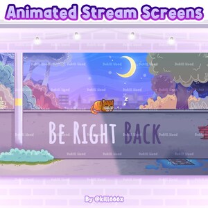 Animated Sleeping Cat Stream Screens: Starting Soon, BRB, Ending ...