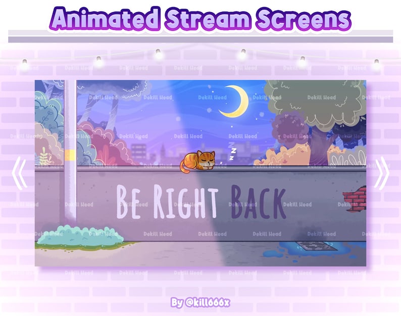 Animated Sleeping Cat Stream Screens: Starting Soon, BRB, Ending ...
