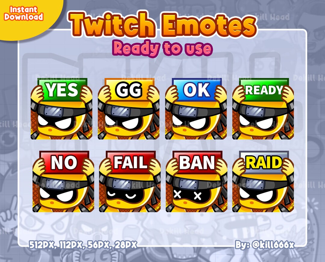 Yellow Ninja Emotes: Twitch, Discord, Youtube (digital Download) - Etsy