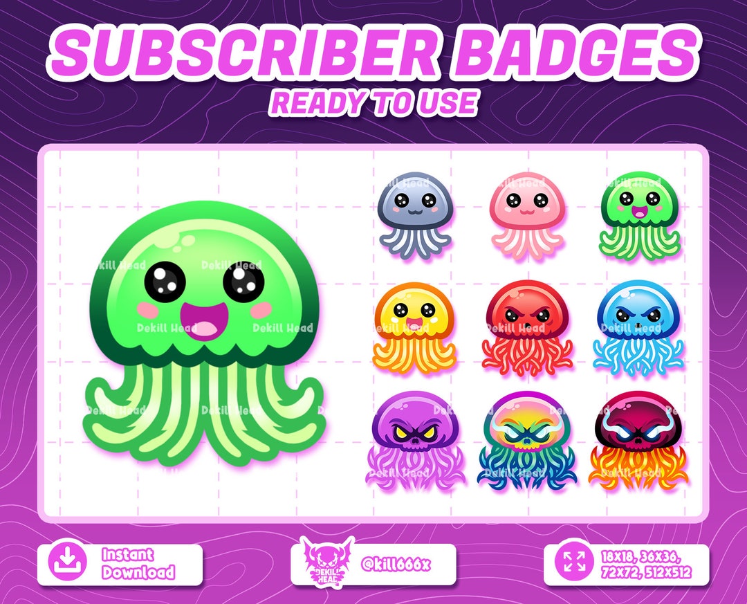 9 Jellyfish Sub Badges | Stream Badges | Twitch Badges - Etsy