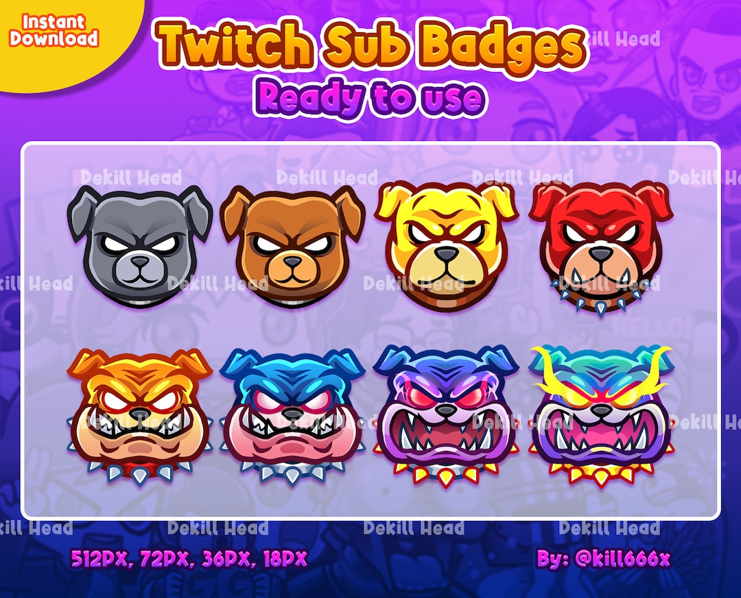 8 Bulldog Sub Badges | Dog | Puppy | Stream Badges | Twitch Badges - Etsy
