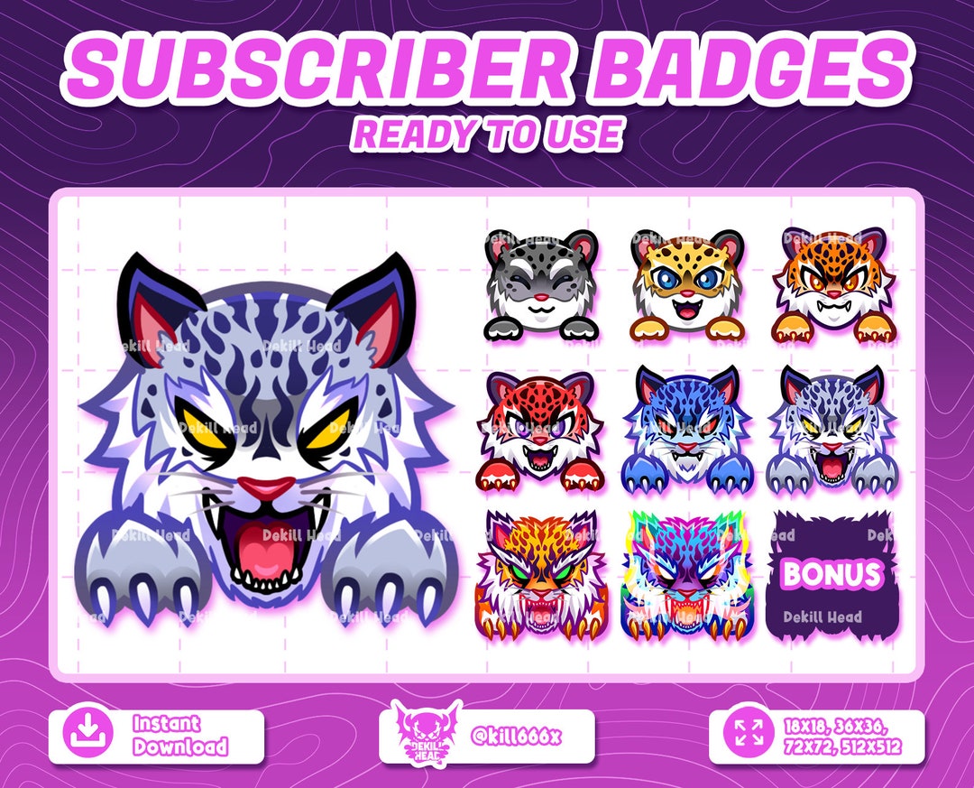 8 Leopard Sub Badges | Bonus 1 Badge | Big Cat | Tiger | Panther | Apex ...