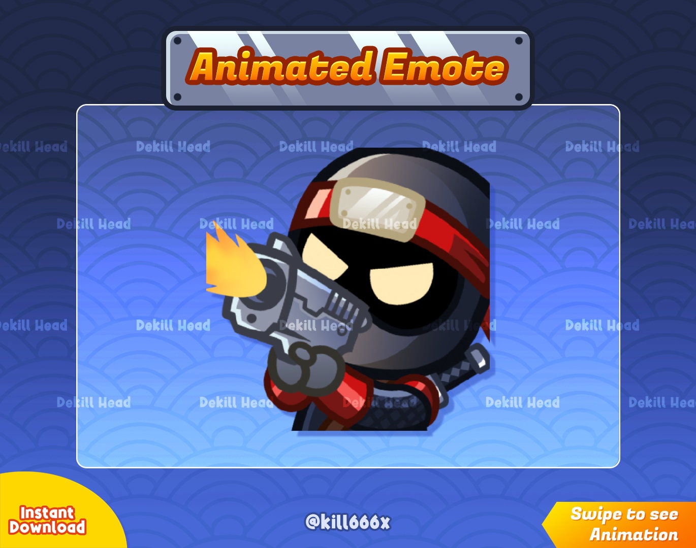 Black Ninja Handgun | Pistol | Shooting | Gun | Animated Emote | Gif ...