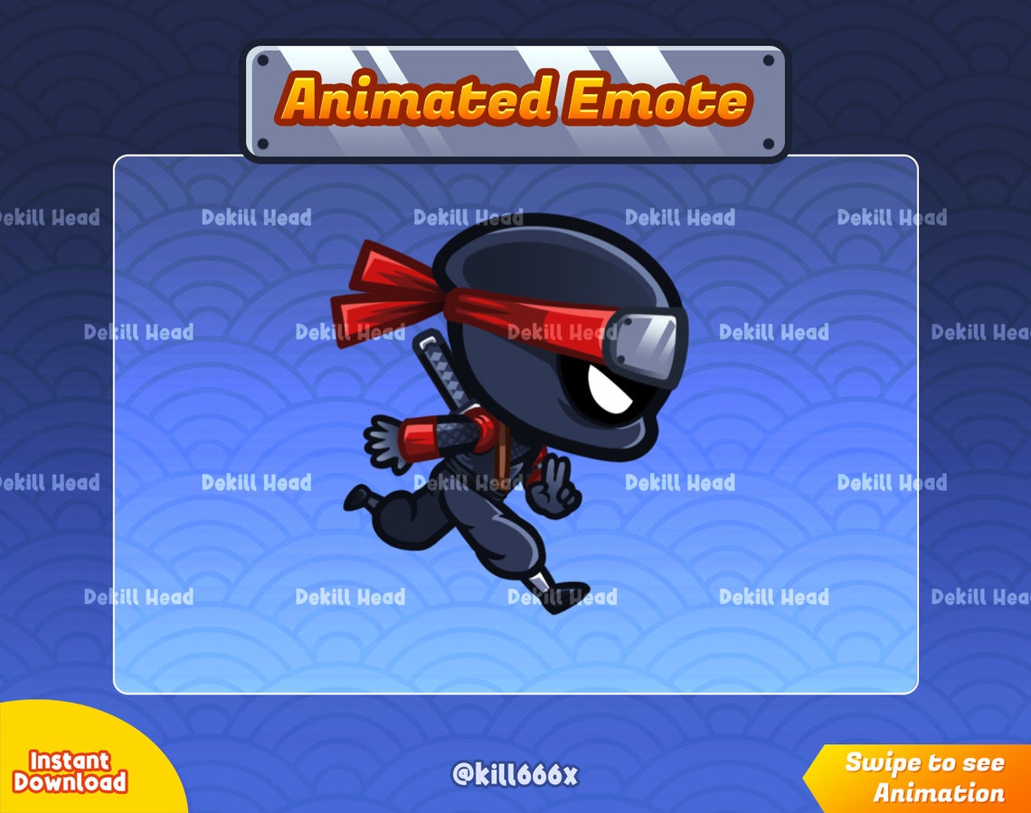 Running Black Ninja | Animated Emote | Gif | Stream Alerts | Twitch ...