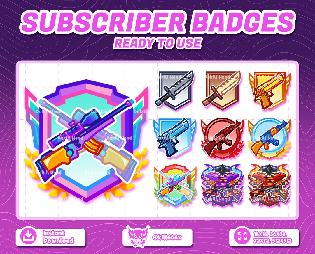 FPS Weapon Sub Badges | Twitch Stream Badges (digital Download) - Etsy