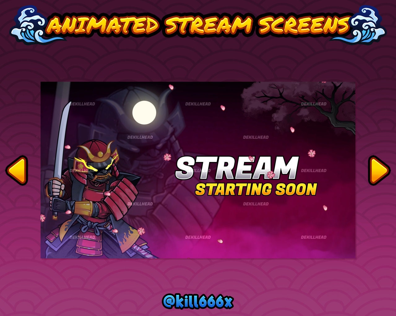 4x Animated Stream Screens - Samurai - Oni Mask - Japan - Sakura ...
