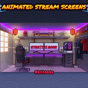 4x Animated Stream Screens | Ninja Gaming Room | Japan | Sakura ...