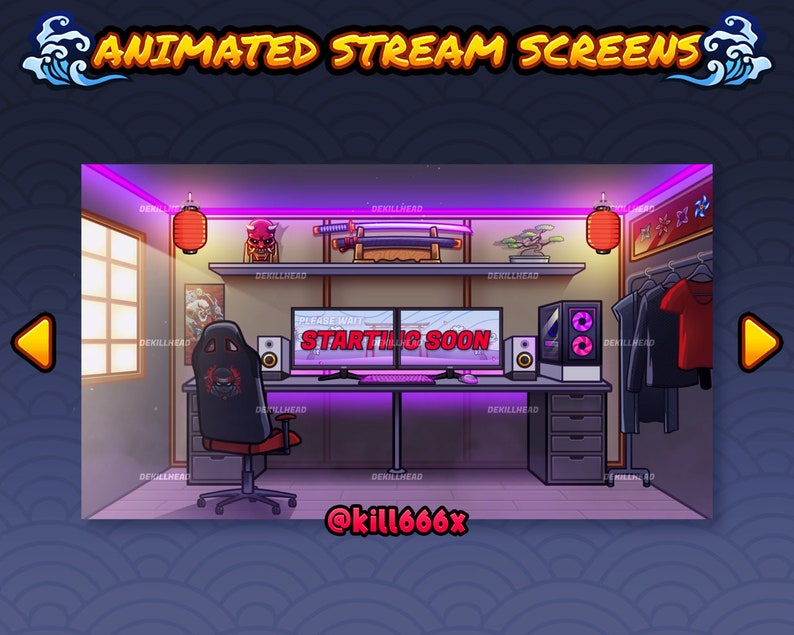 4x Animated Stream Screens | Ninja Gaming Room | Japan | Sakura ...