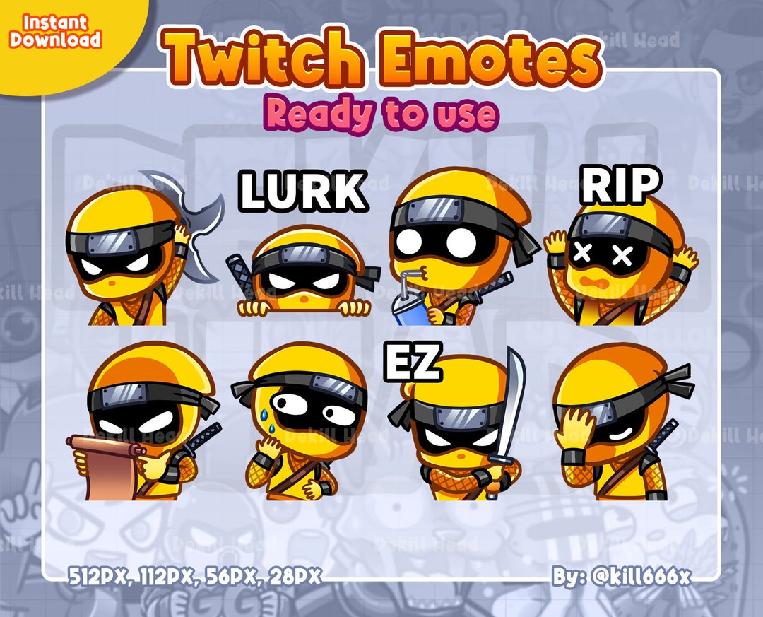 Yellow Ninja Emotes: Shuriken, Lurk, RIP, EZ - Twitch, Discord, Youtube ...