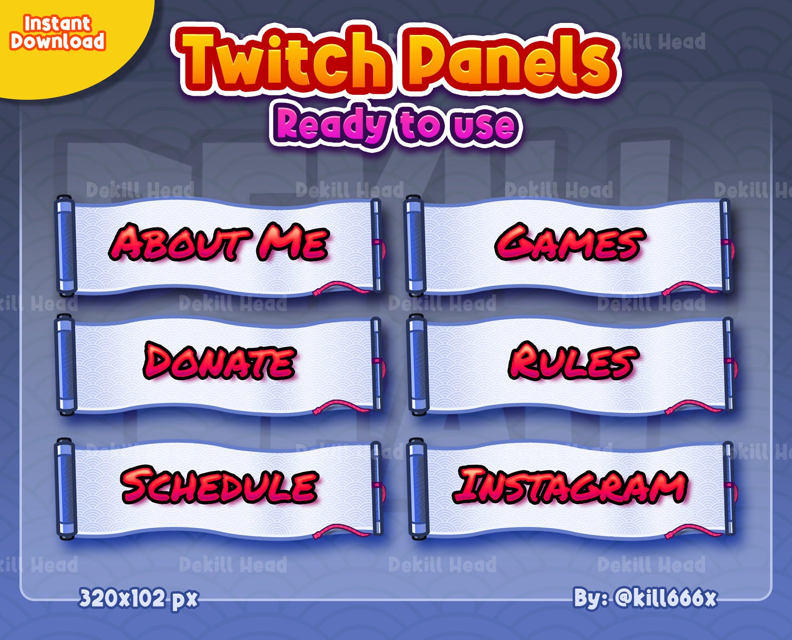 Ninja Scroll Gray Panels Twitch Panels Ninja Samurai Japanese Theme - Etsy