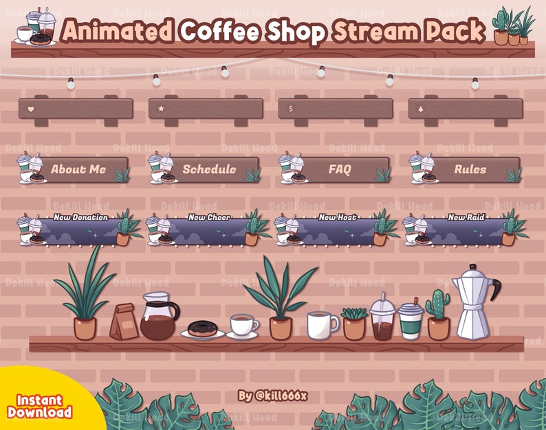 Animated Coffee Shop Stream Overlay Mega Pack - Etsy