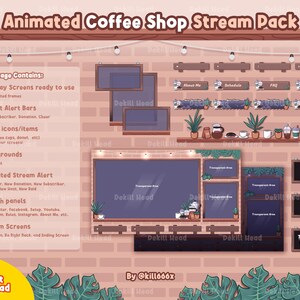 Animated Coffee Shop Overlay Screen Mega Pack | Stream Alerts | Twitch ...