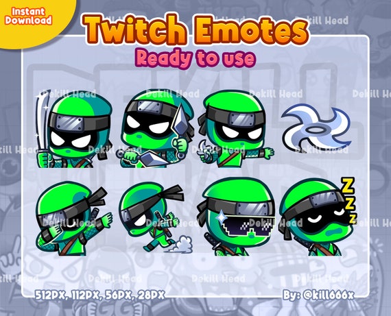 8 Emotes the Green Ninja Action I Katana Kunai Throw | Etsy