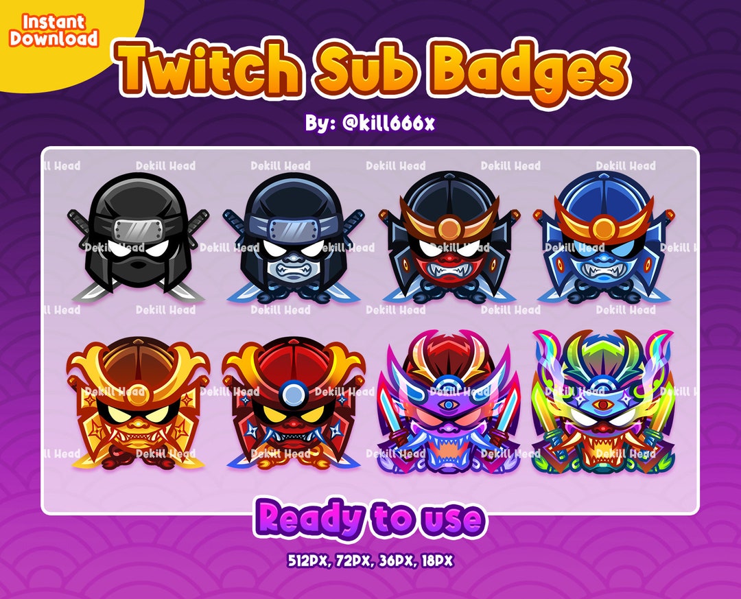 8 Sub Badges - Ninja Warrior | Shinobi | Samurai | Kabuto - Etsy